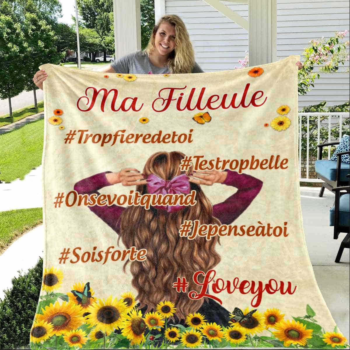 Plaid Personnalisé Hashtags pour Offrir à sa Filleule - Lizzart